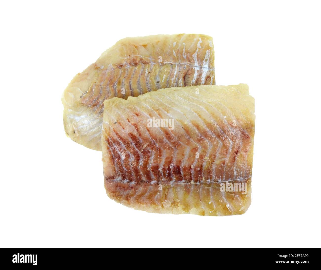 Raw cod fillet before cooking. Isolated over white background Stock ...