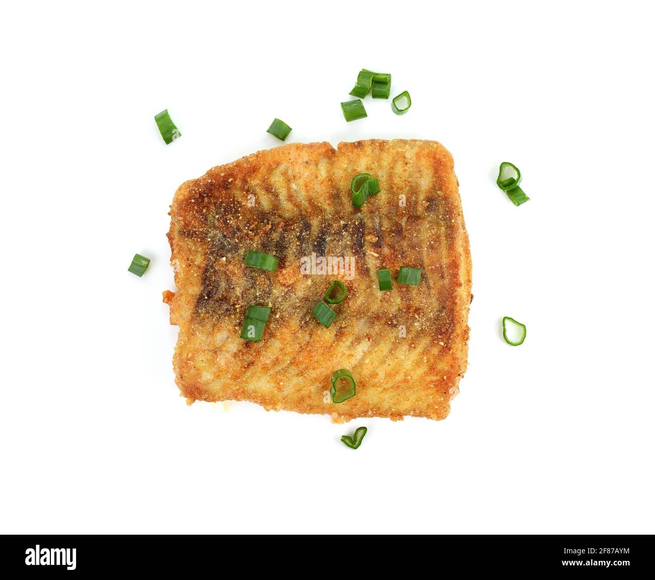 Fried codfish isolated on white background Stock Photo - Alamy