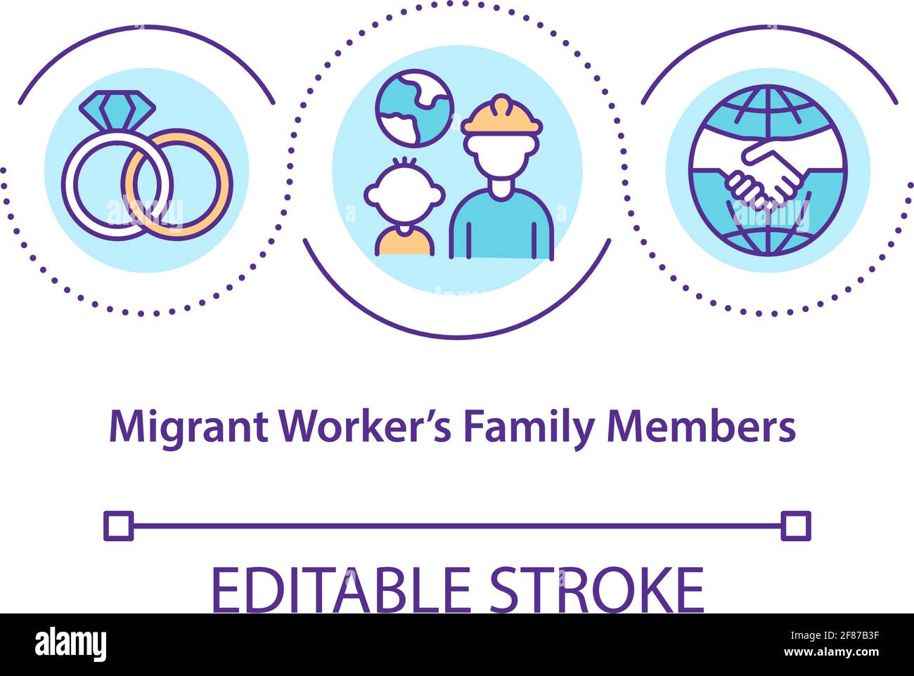 Migrant workers family members concept icon Stock Vector Image & Art ...