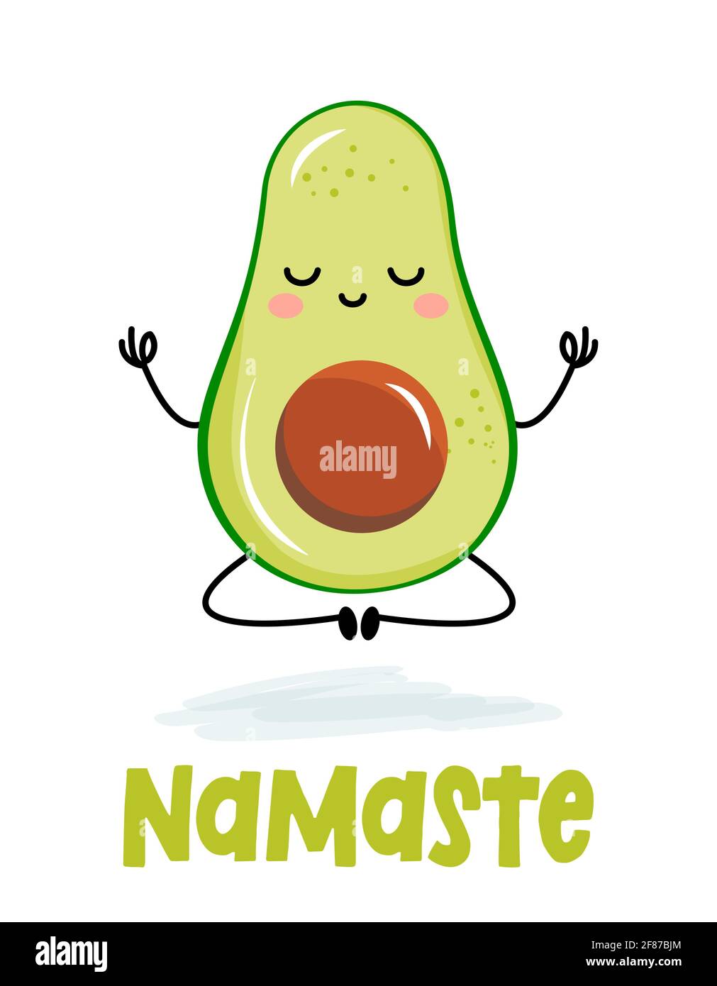 Namaste kawaii avocado character design in lotus youga pose. Good for ...