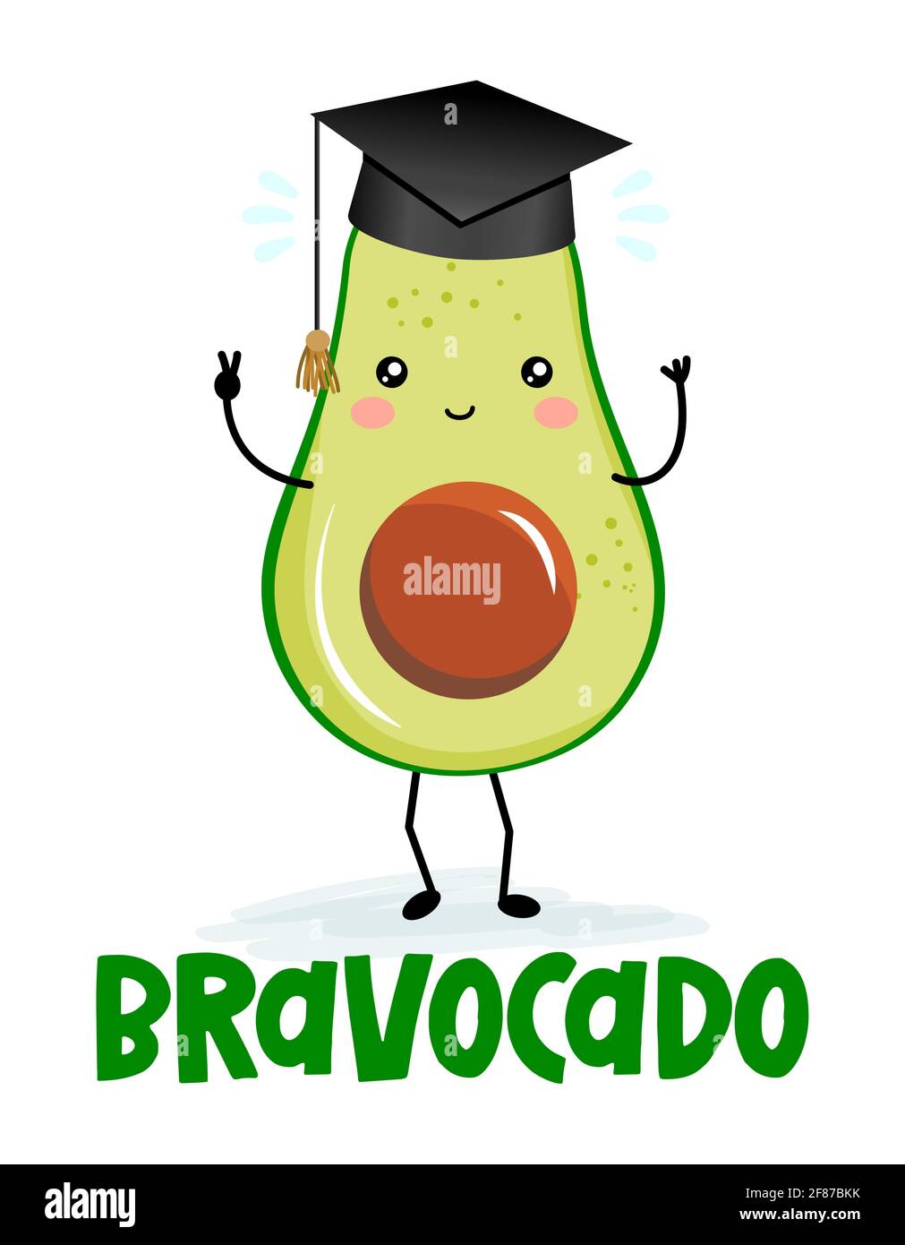 Bravocado (bravo avocado) kawaii character design with graduation hat ...