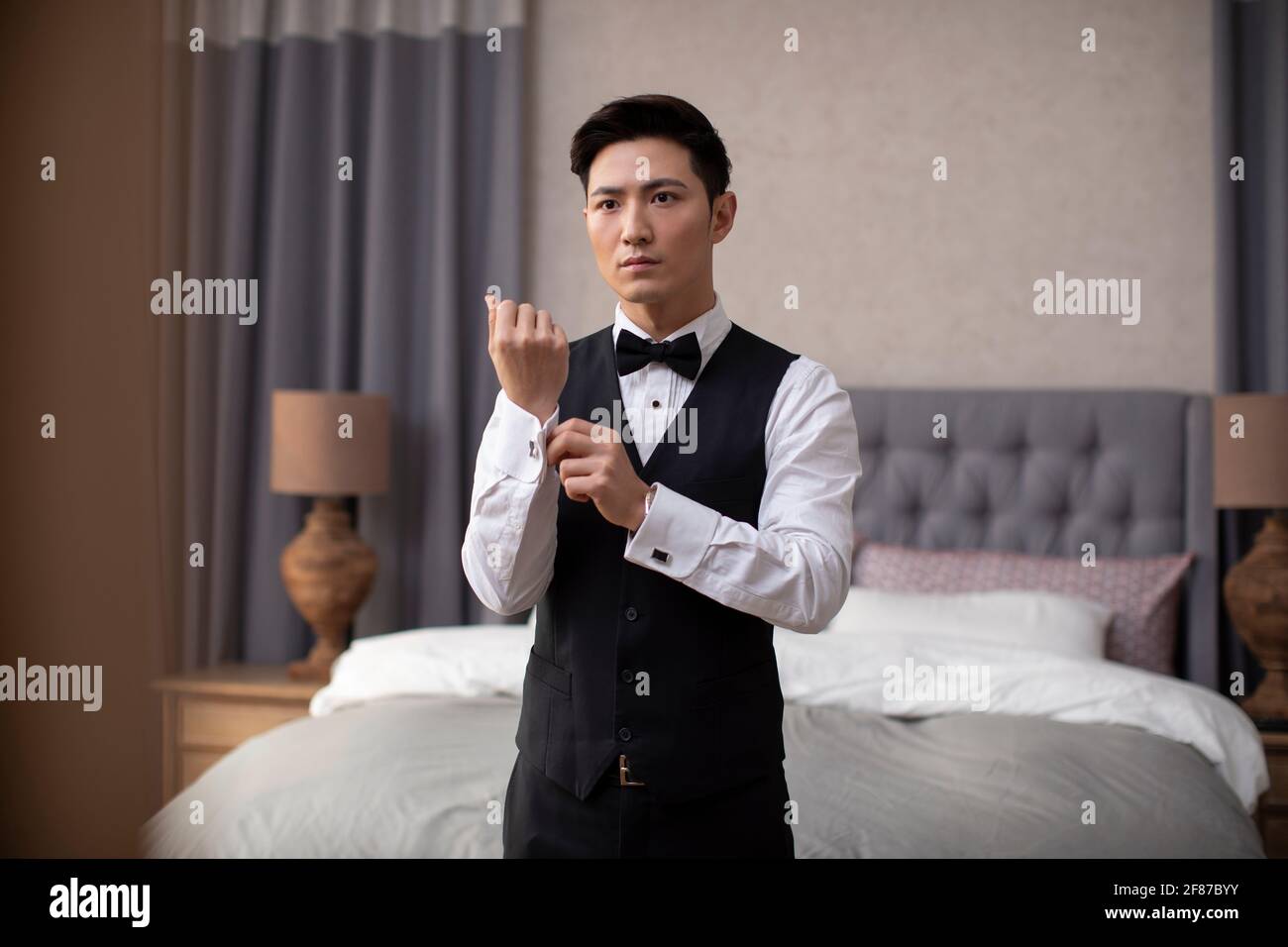 Man tuxedo bedroom not woman hi-res stock photography and images - Alamy