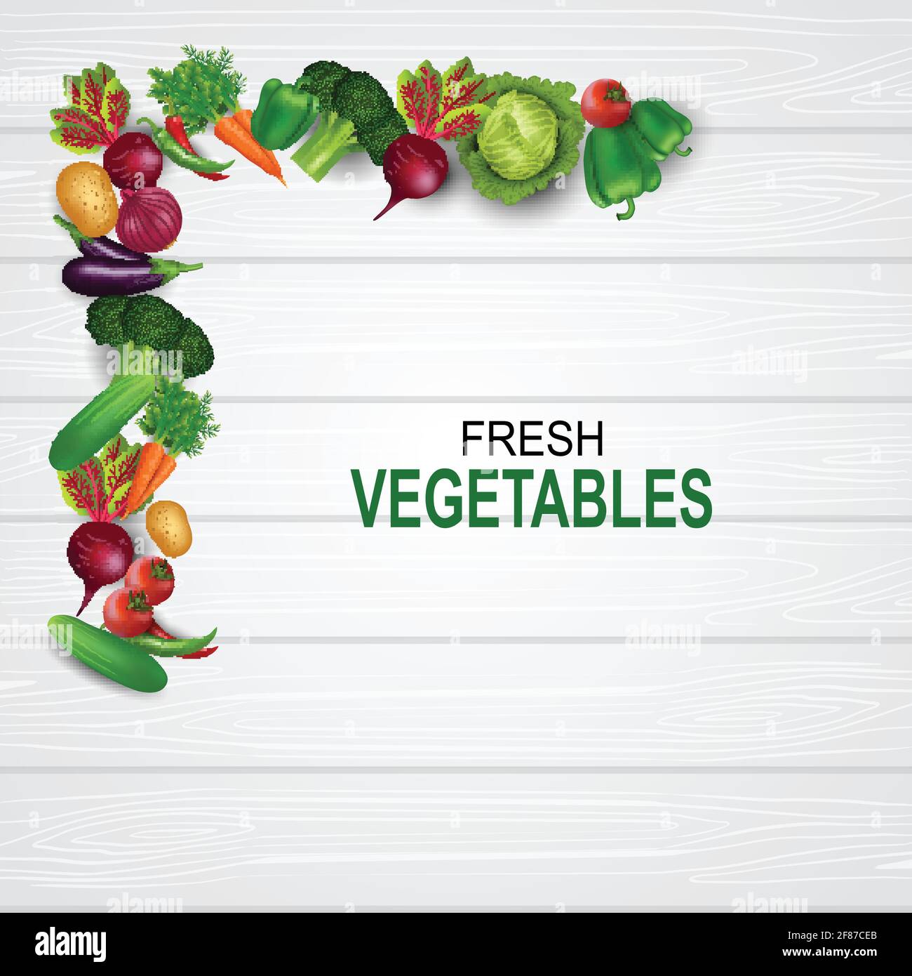 fresh vegetables isolated white background. vector illustration Stock ...