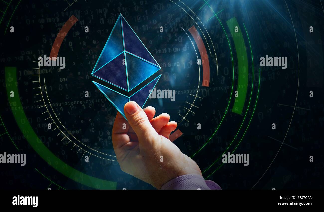 Ethereum symbol, cryptocurrency, cyber coin, ETH crypto currency and ...