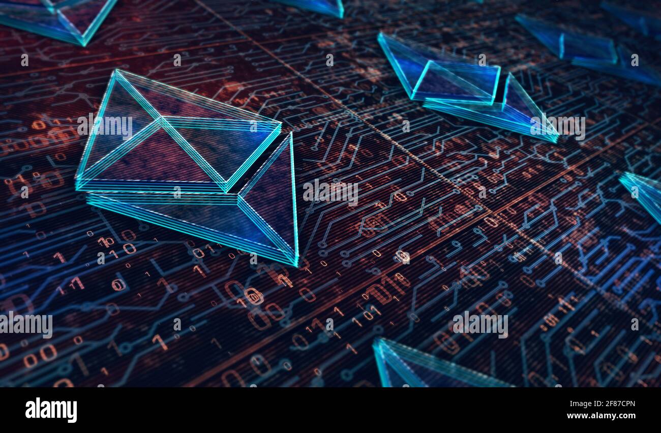 Ethereum symbol, cryptocurrency, cyber coin, ETH crypto currency and ...