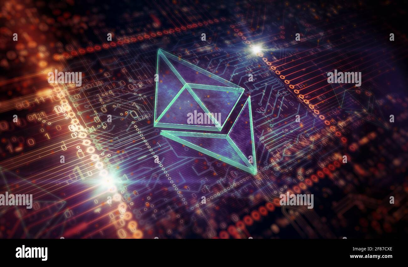 Ethereum symbol, cryptocurrency, cyber coin, ETH crypto currency and ...