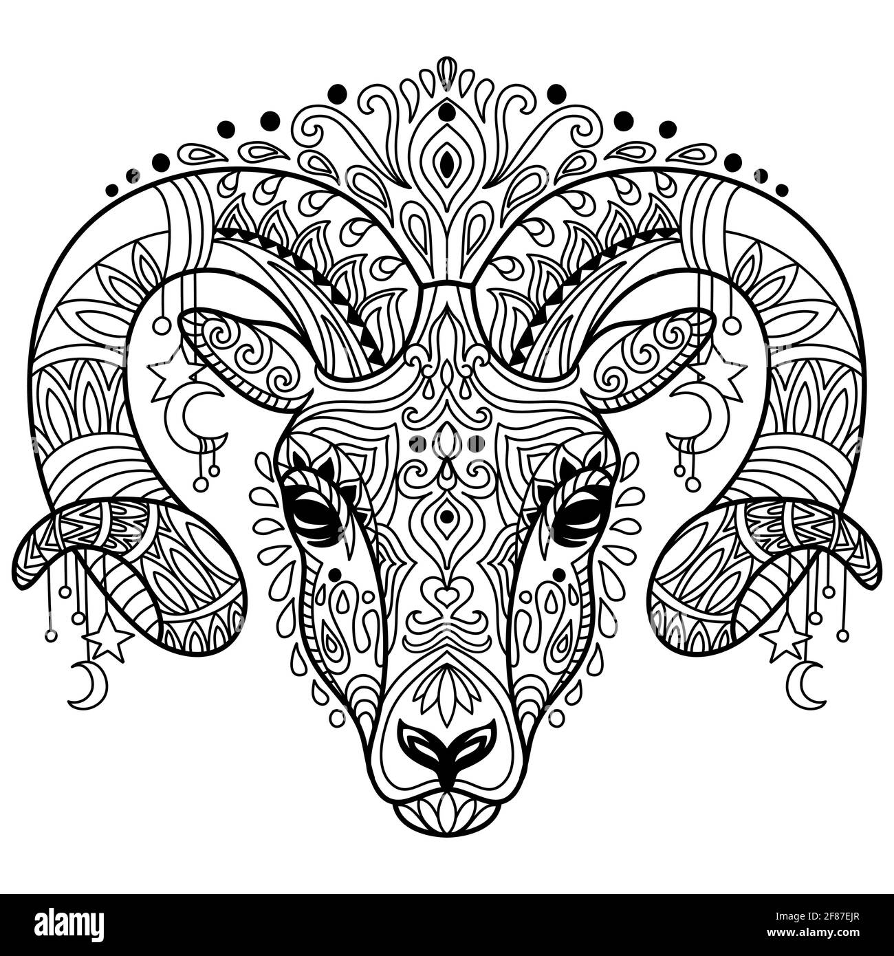 Head of ram. Abstract vector contour illustration isolated on white ...