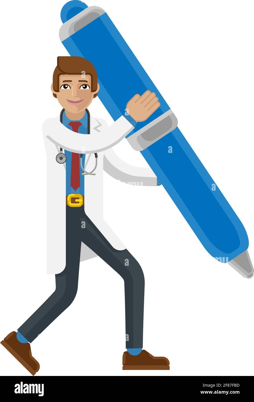 Cartoon illustration young doctor holding hi-res stock photography and ...