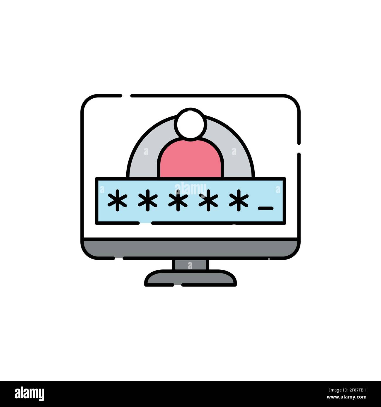 Computer and account login and password olor line icon. Pictogram for ...