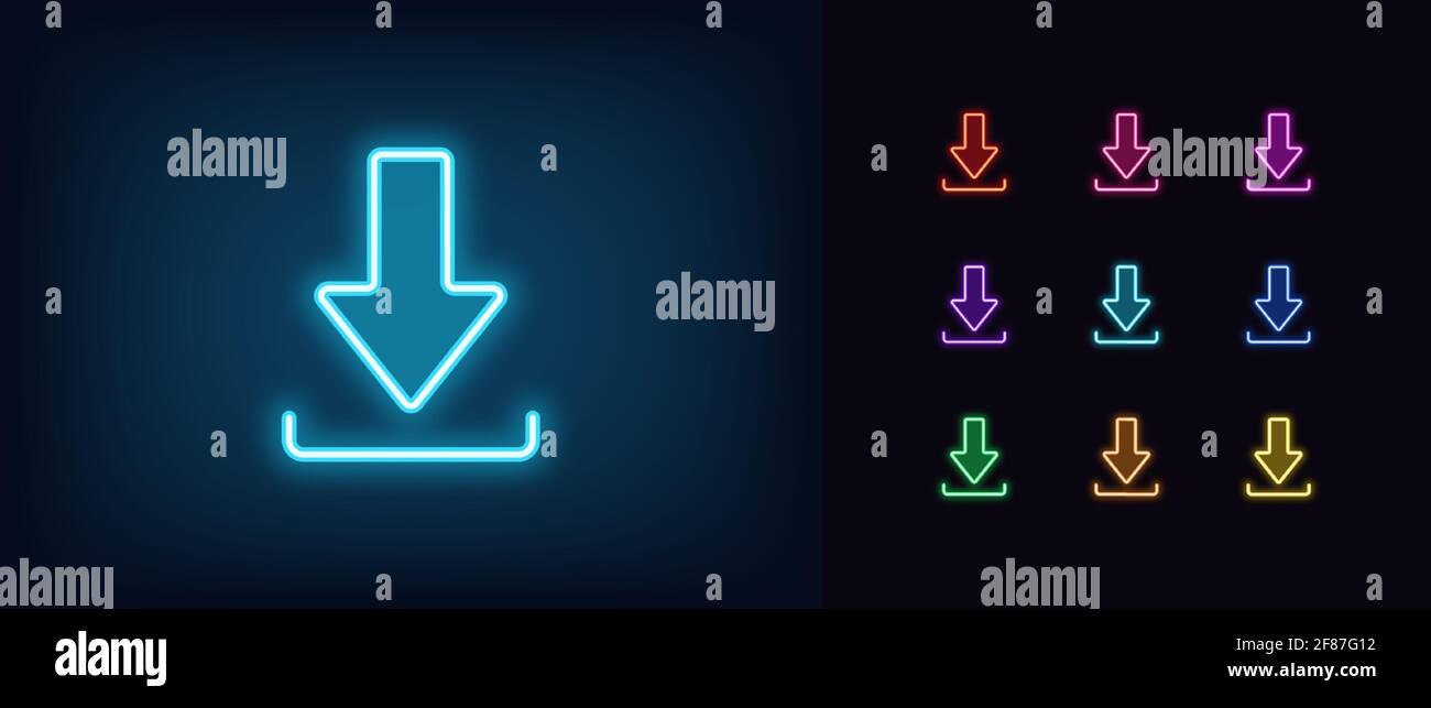 Neon arrow down hi-res stock photography and images - Alamy