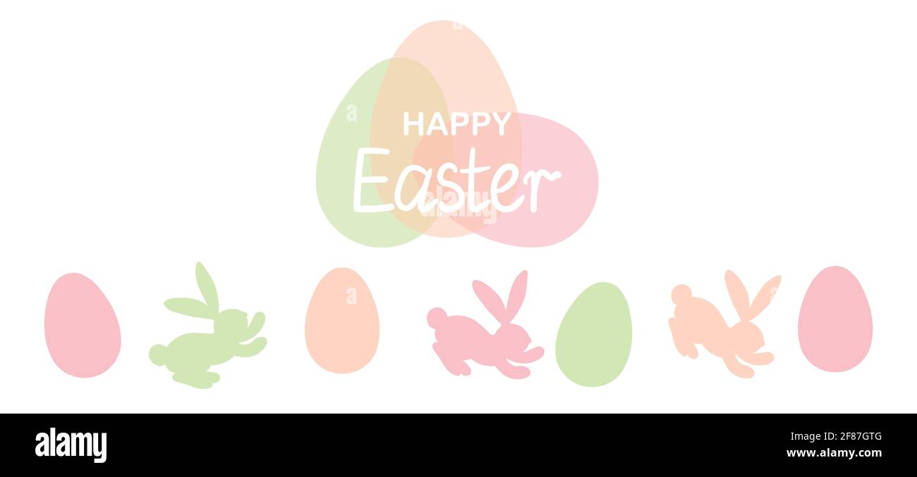 Easter background with eggs, rabbit. Happy Easter banner. Template ...
