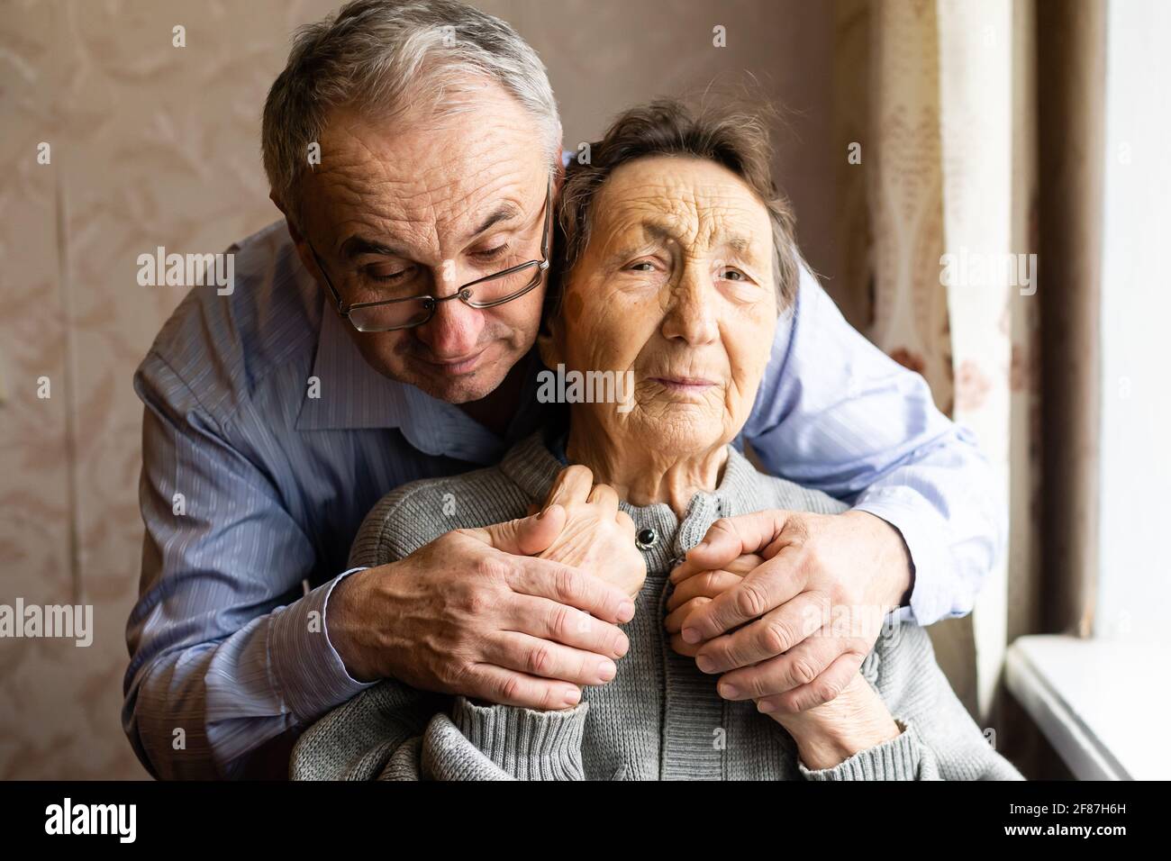 Social Aid For Elderly Person, old man and old mother Stock Photo - Alamy
