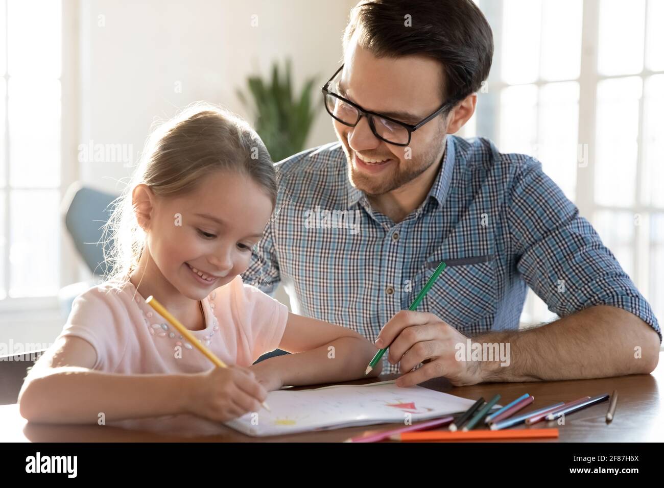 Caring caucasian father parent teach hi-res stock photography and ...