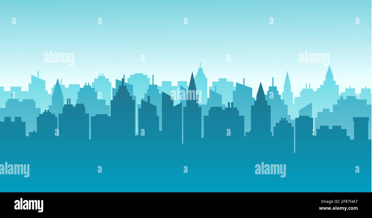 City silhouette landscape. Horizontal City landscape. Downtown ...