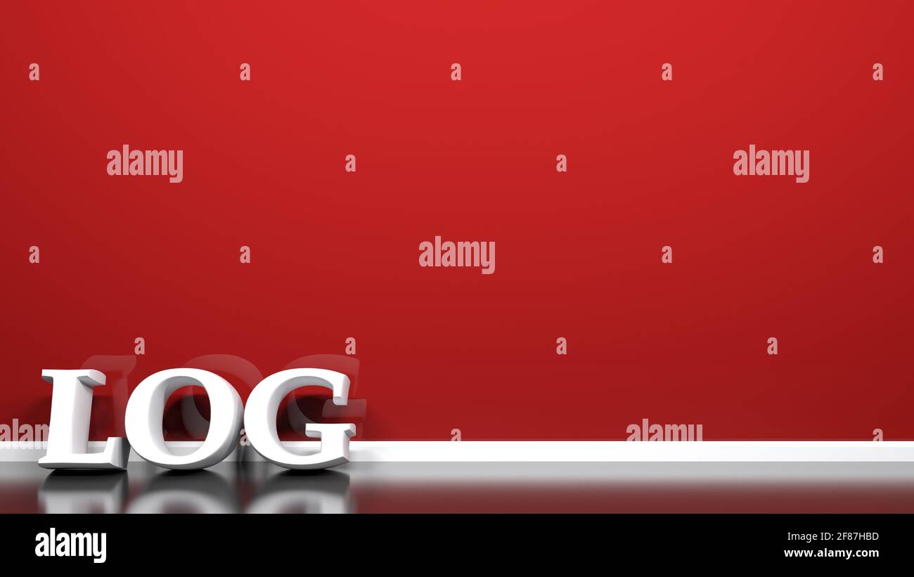 LOG write on red background wall - 3D rendering illustration Stock ...