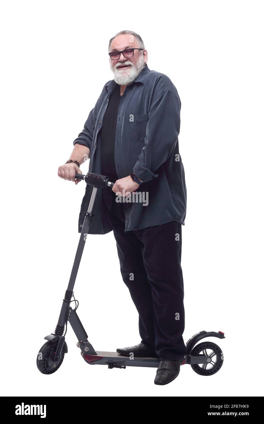 People riding electric scooter Cut Out Stock Images & Pictures - Alamy