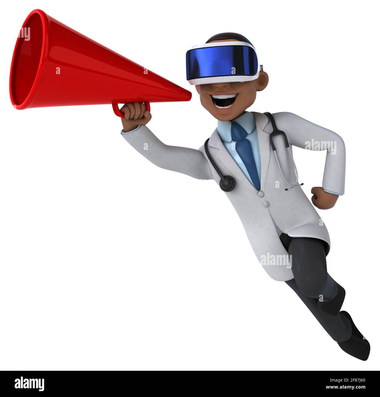 Fun 3D Illustration of a doctor with a VR Helmet Stock Photo - Alamy