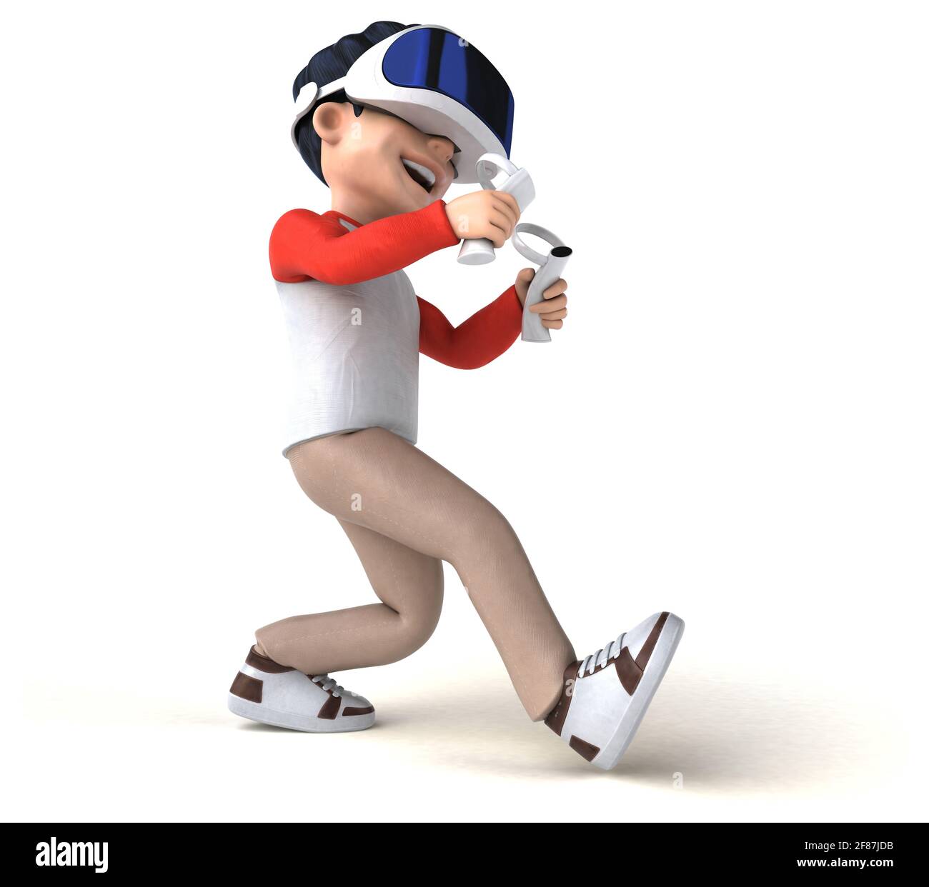 Fun 3D illustration of a cartoon kid with a VR helmet Stock Photo - Alamy