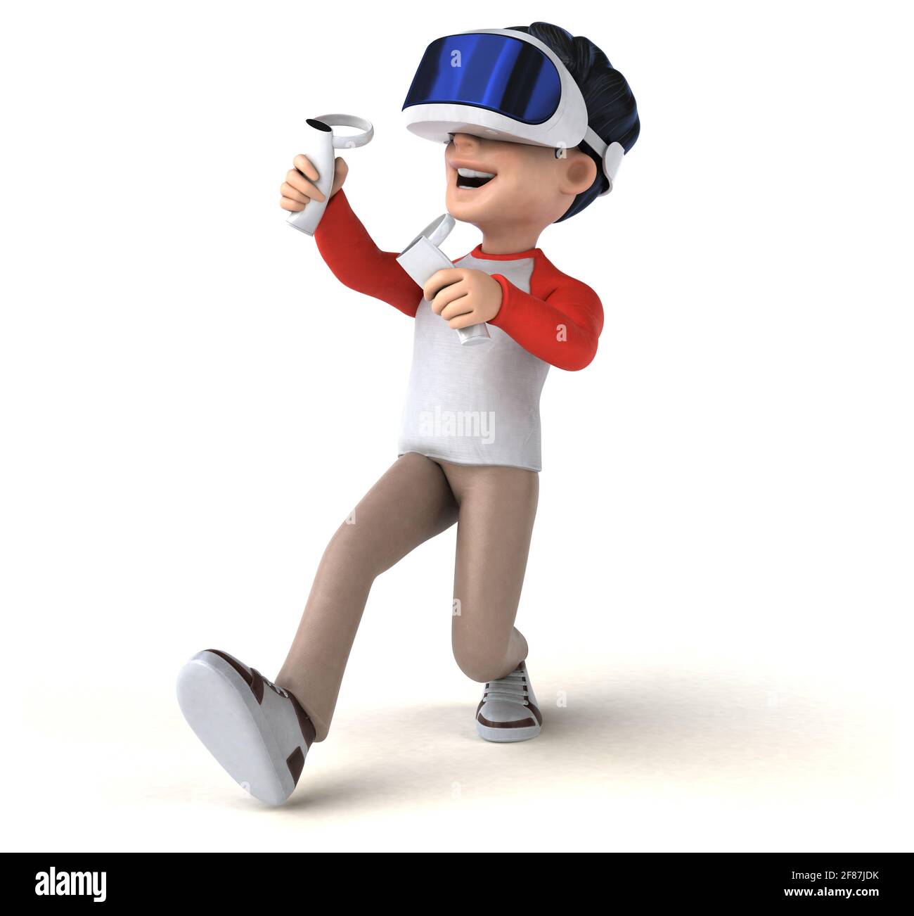 Fun 3D illustration of a cartoon kid with a VR helmet Stock Photo - Alamy
