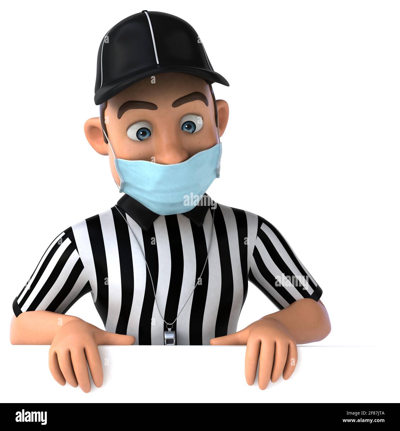 Fun 3D Illustration of an american Referee with a mask Stock Photo - Alamy