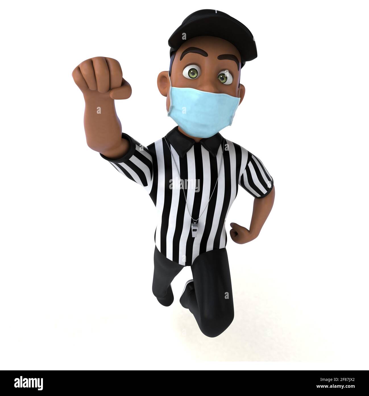 Fun 3D illustration of a black referee with a mask Stock Photo - Alamy