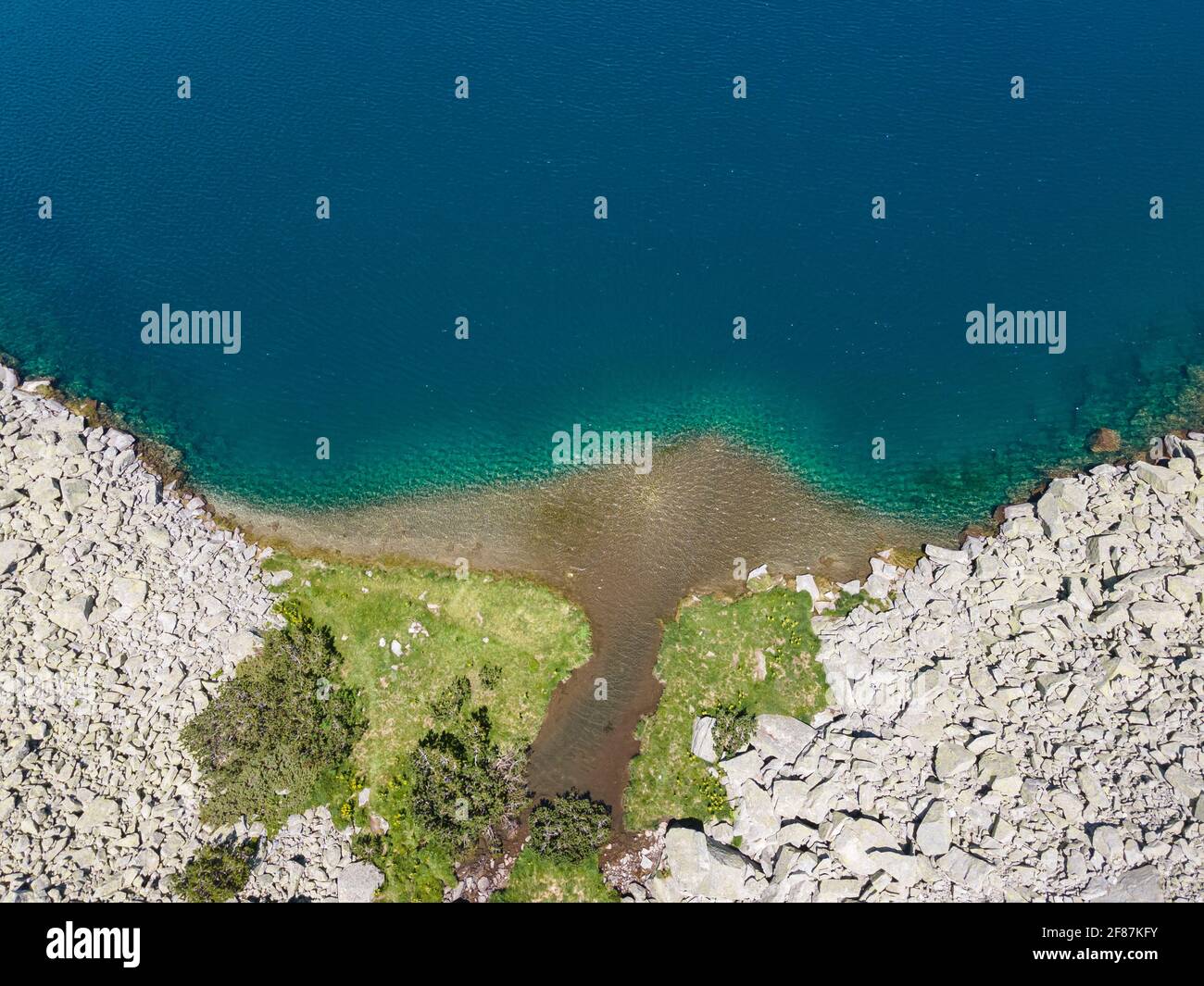 Amazing Aerial view of Fish Banderitsa lake, Pirin Mountain, Bulgaria ...