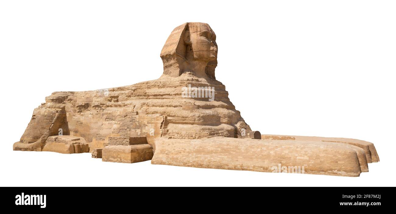 Great egyptian Sphinx isolated on a white background Stock Photo - Alamy