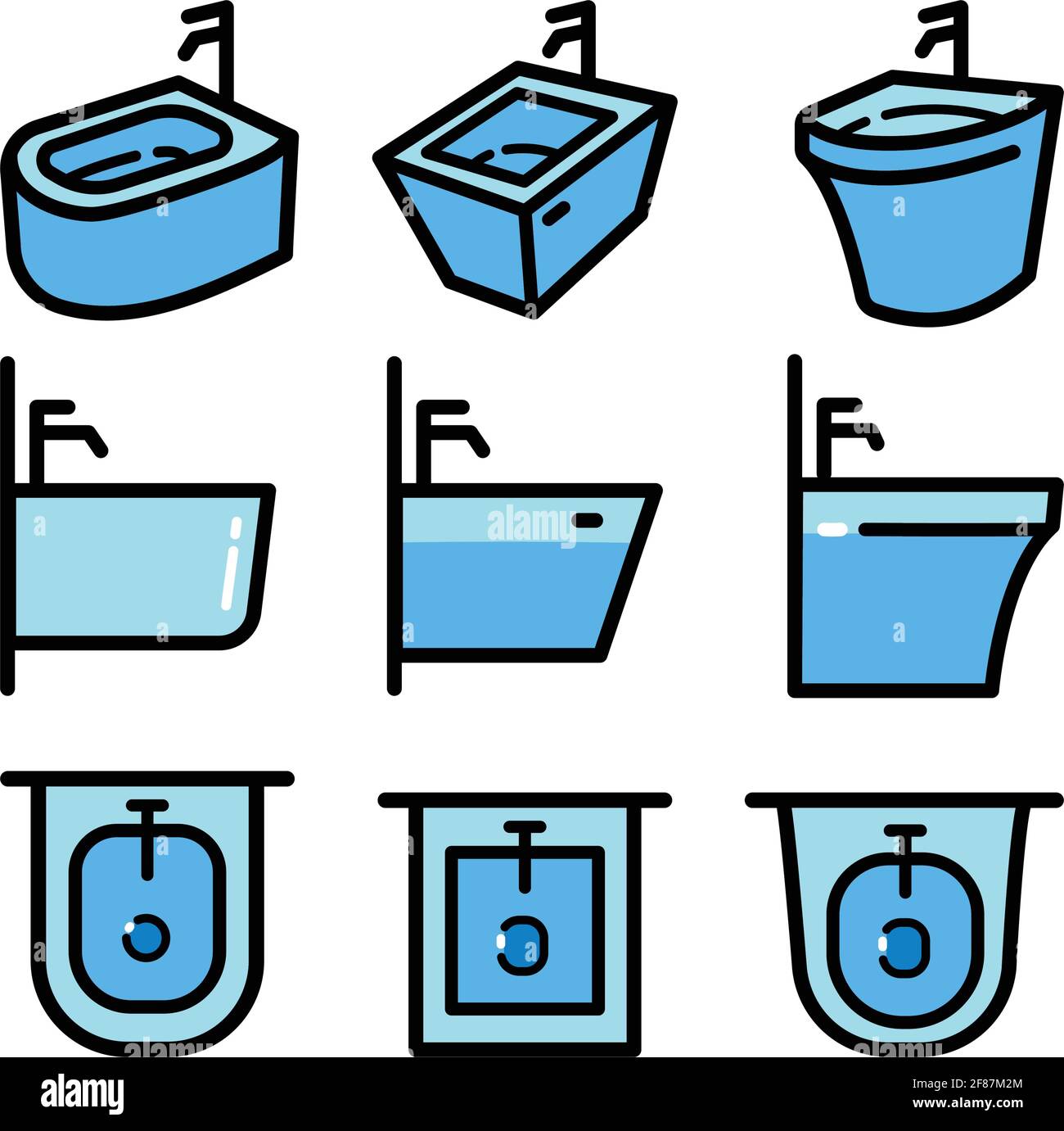 Bidet color icon set in simple style isolated vector isolated on white ...