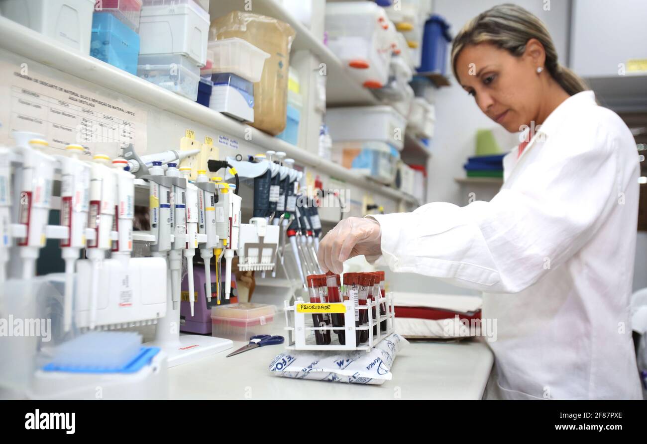 salvador, bahia / brazil - march 8, 2018: Fiocruz laboratory worker ...