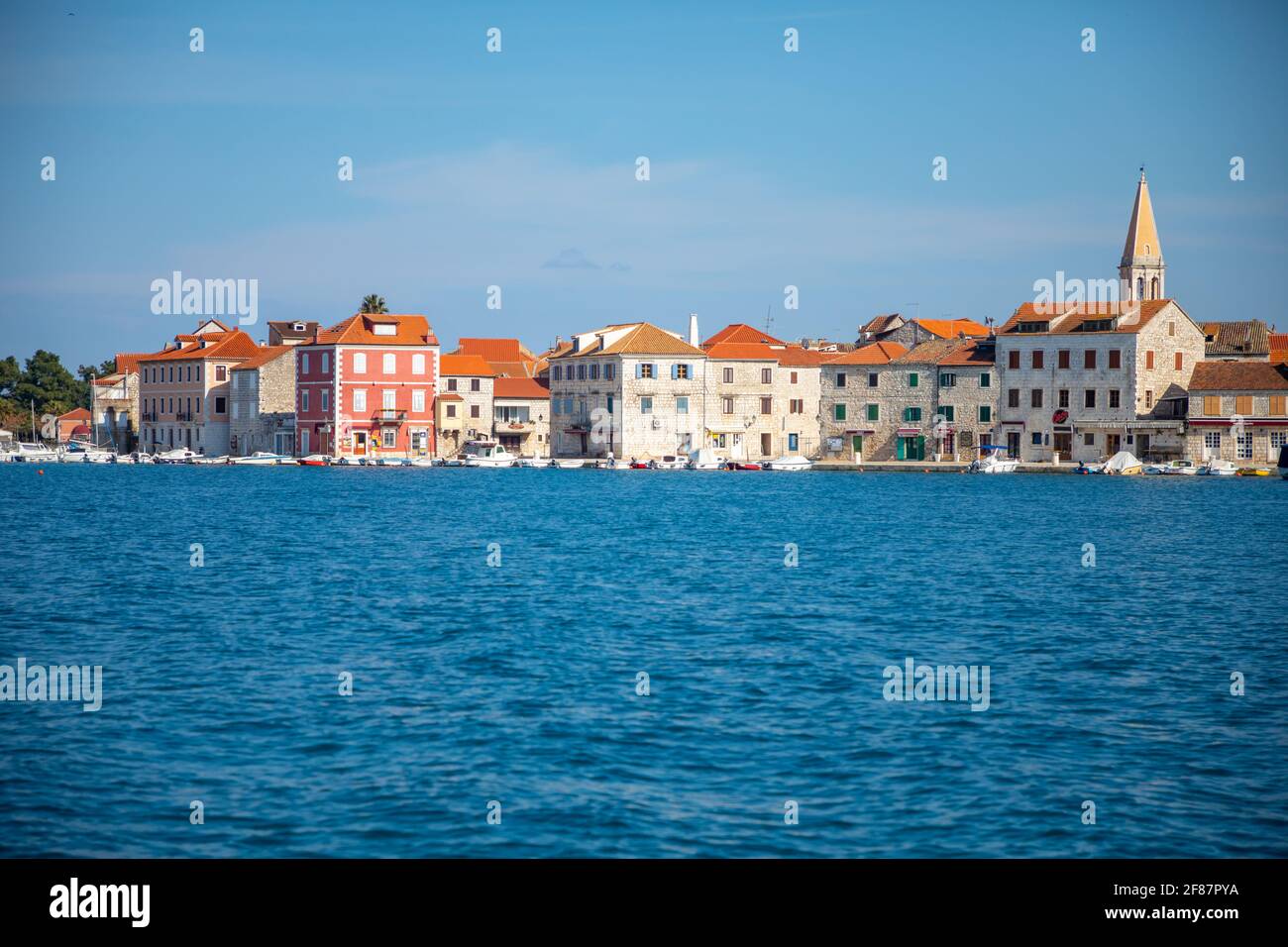 Stari Grad, Croatia - 28.03.2021: View from water of Stari Grad ...