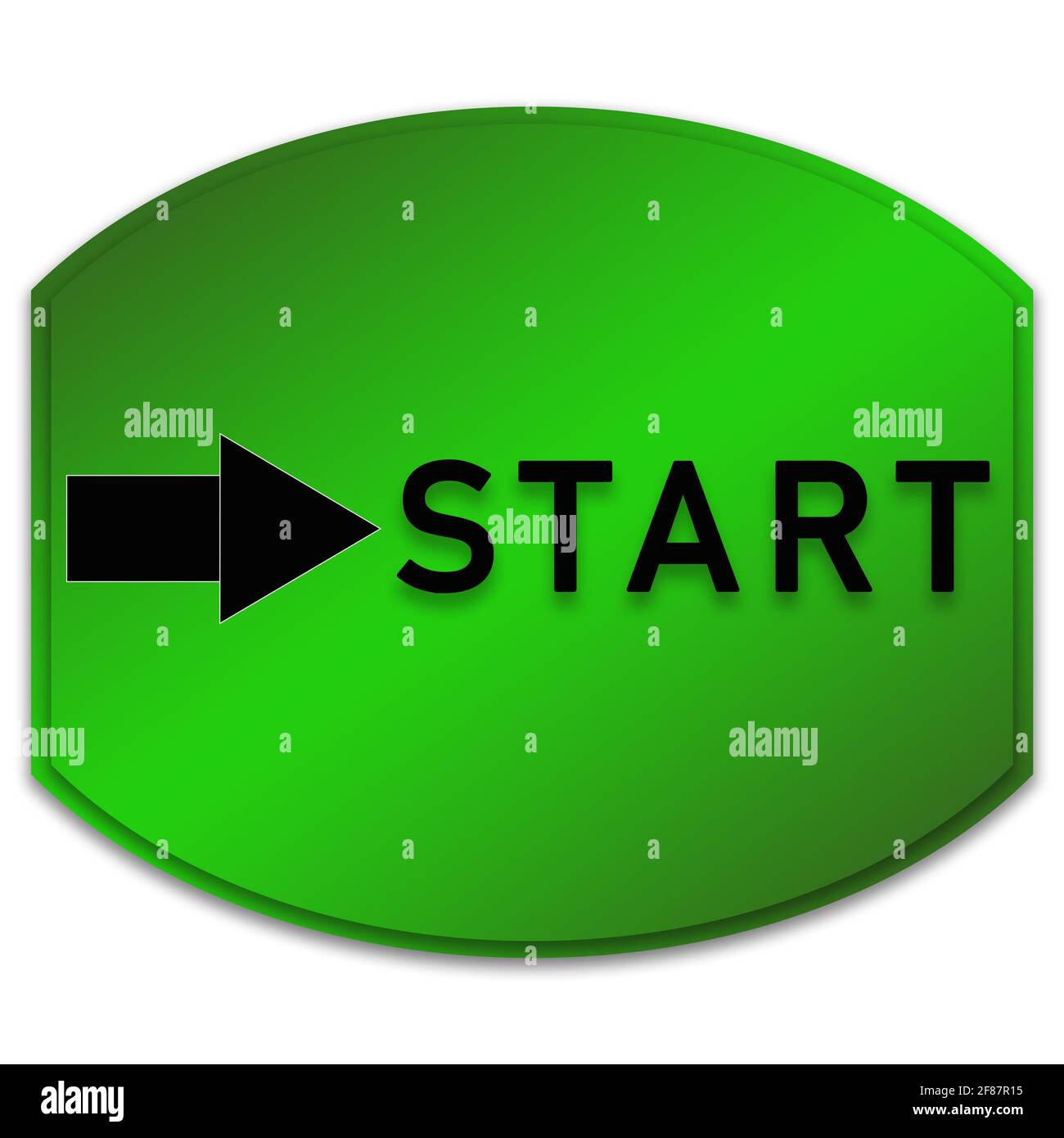 Big green isolated start button with arrow Stock Photo - Alamy
