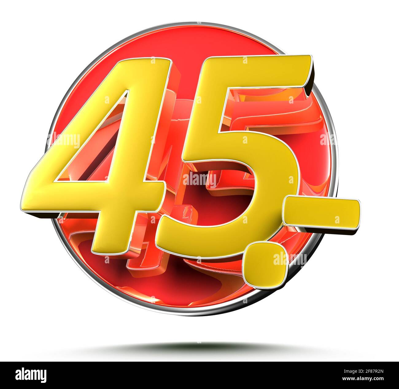 Number 45 price tag isolated on white background 3D illustration with ...