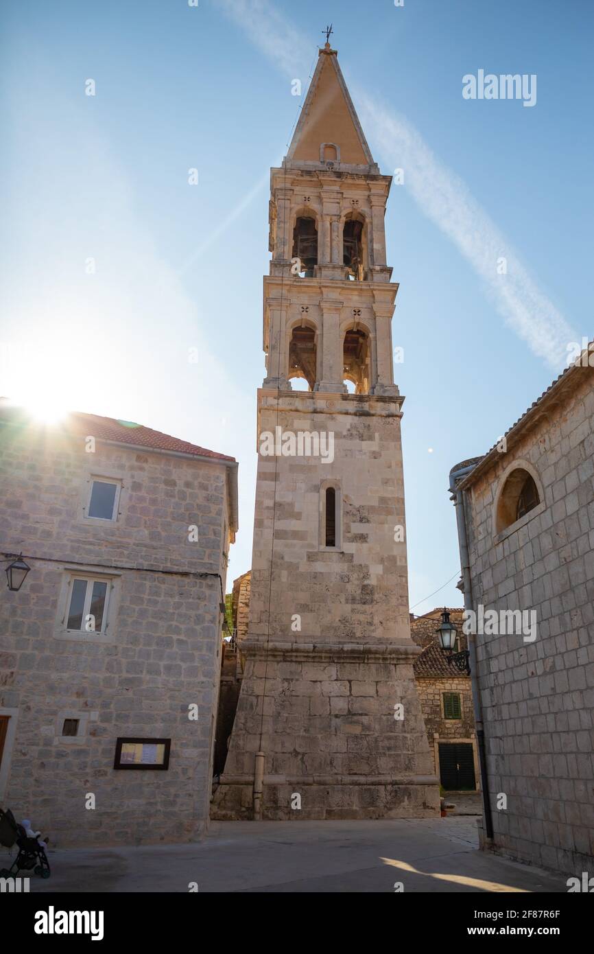 Marble stone architecture at city center with Saint Stephan Church in ...