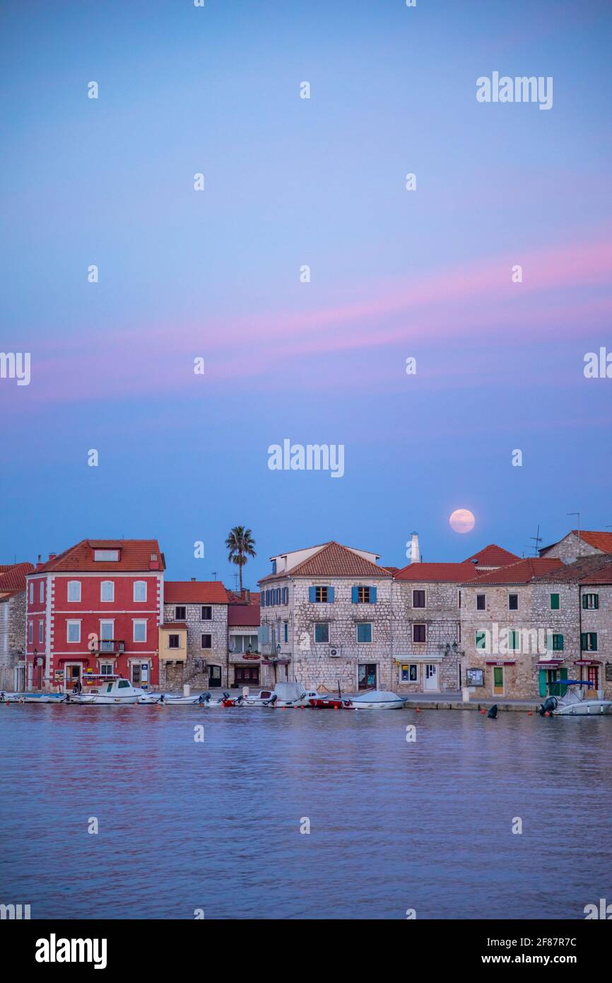 Stari Grad, Croatia - 28.03.2021: Embankment of Stari Grad town on the ...