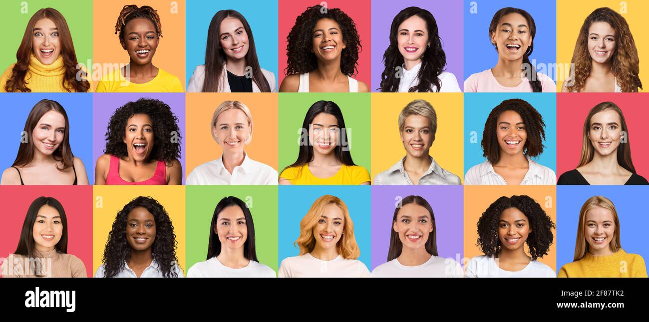 Composite creative collage of happy diverse multicultural women Stock ...