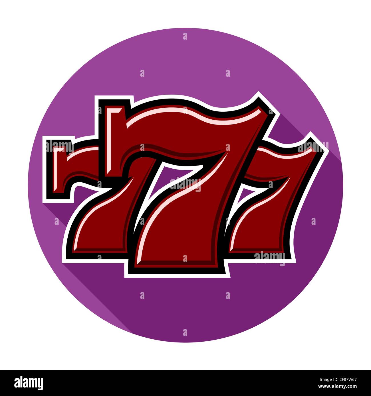 Triple Lucky Sevens with highlights and shadows - flat design color ...