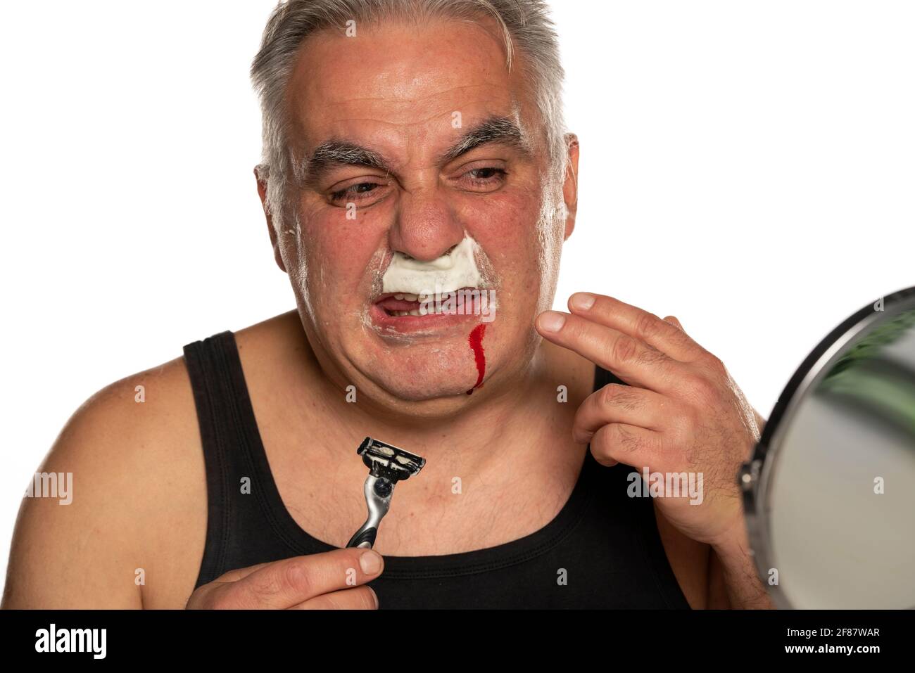 Beard cut shaving blood hi-res stock photography and images - Alamy