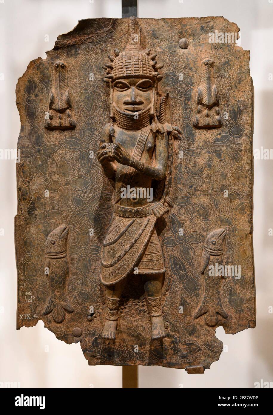 London. England. Benin Bronzes on display at the British Museum, brass ...