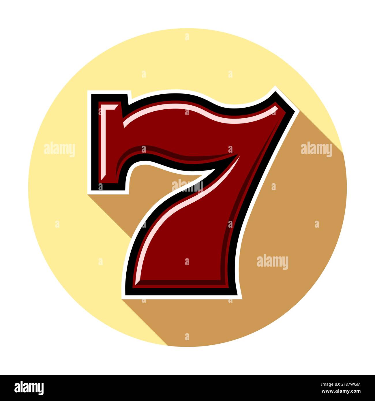 Slot machines Lucky Seven symbol with highlights and shadows - flat ...