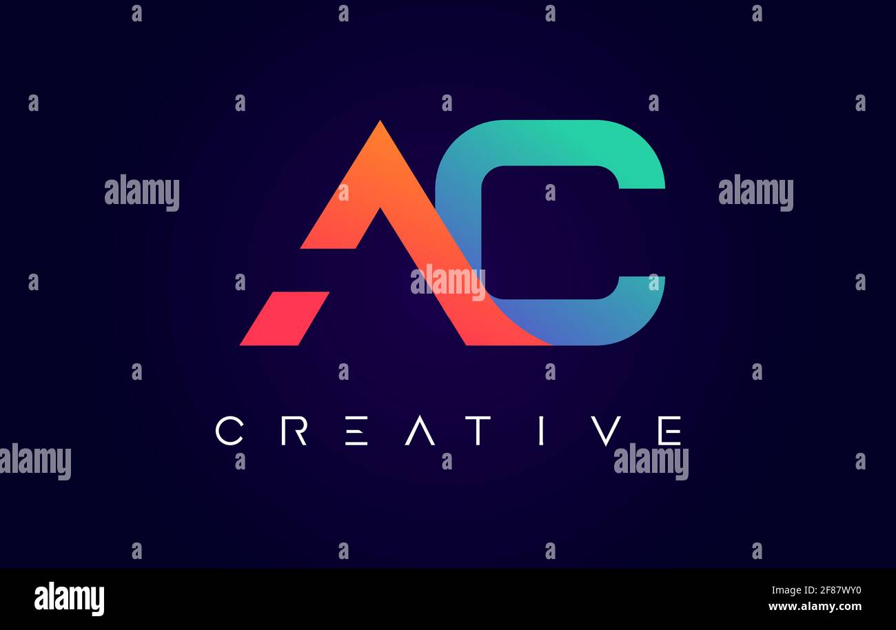 AC Logo Letter Design with Modern Creative Concept and Orange Blue ...