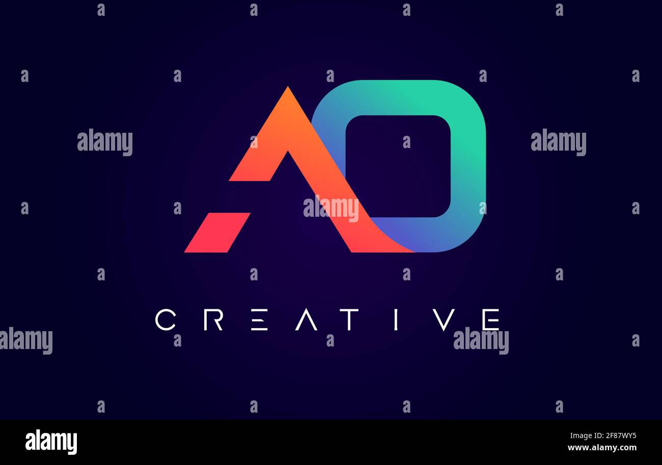AO Logo Letter Design with Modern Creative Concept and Orange Blue ...