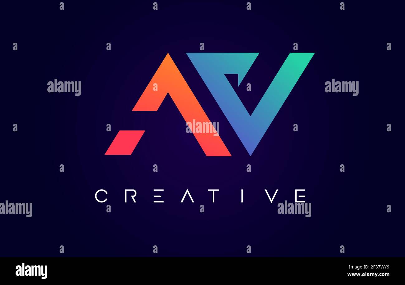 AV Logo Letter Design with Modern Creative Concept and Orange Blue ...