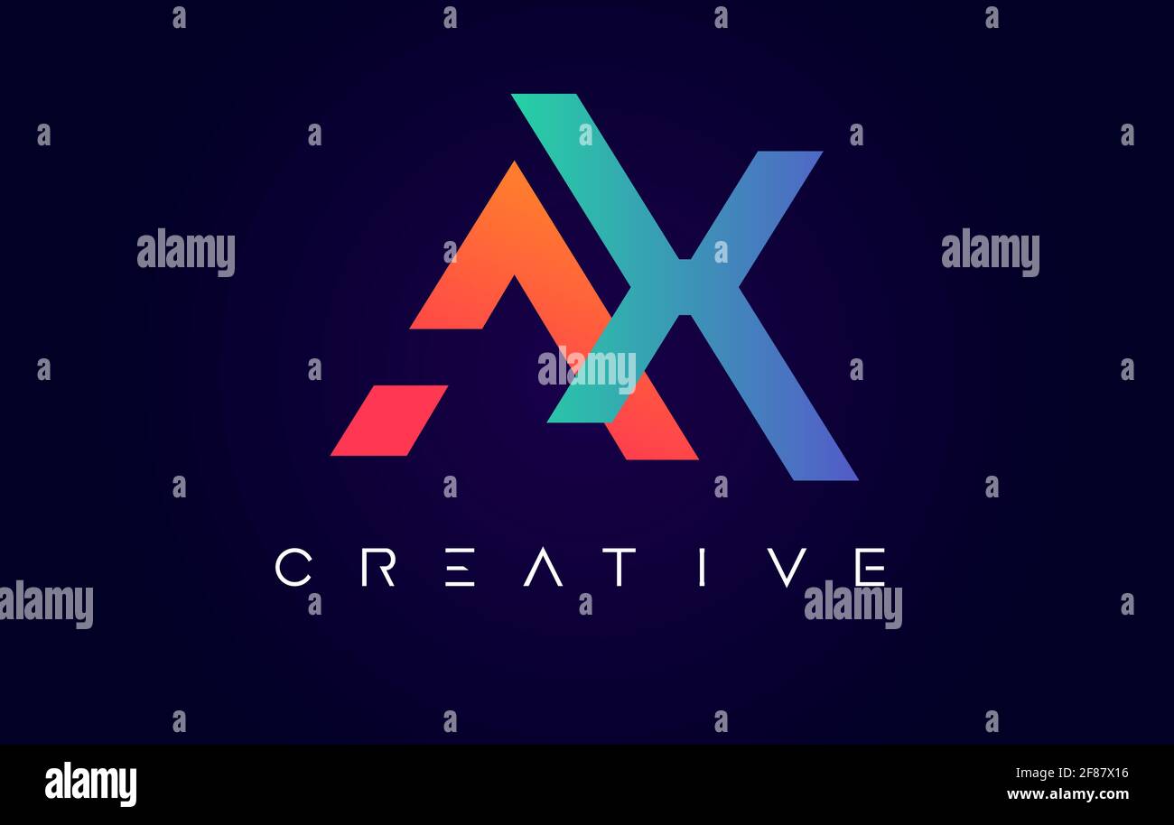 AX Logo Letter Design with Modern Creative Concept and Orange Blue ...