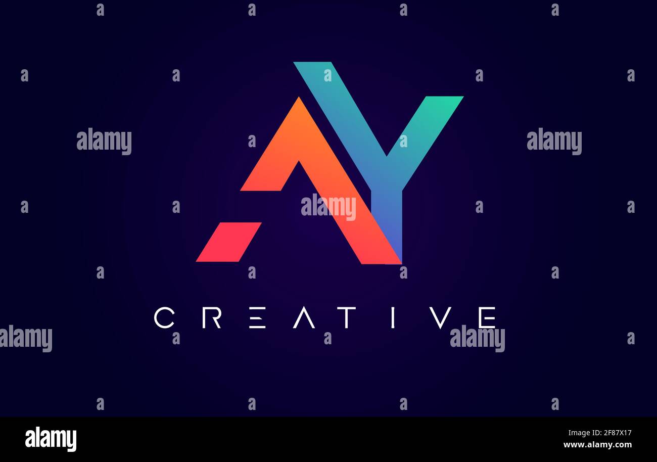 AY Logo Letter Design with Modern Creative Concept and Orange Blue ...
