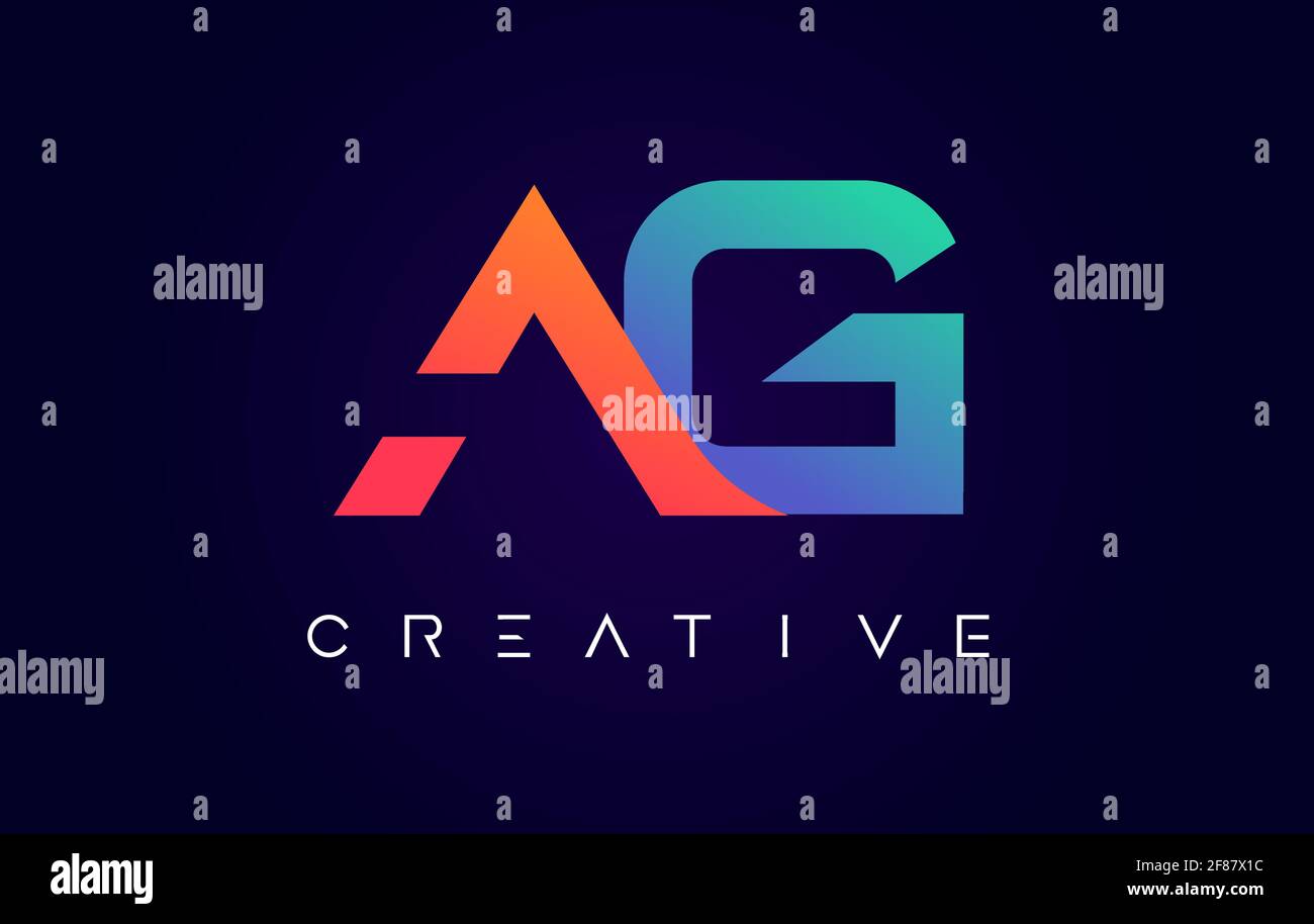 AG Logo Letter Design with Modern Creative Concept and Orange Blue ...