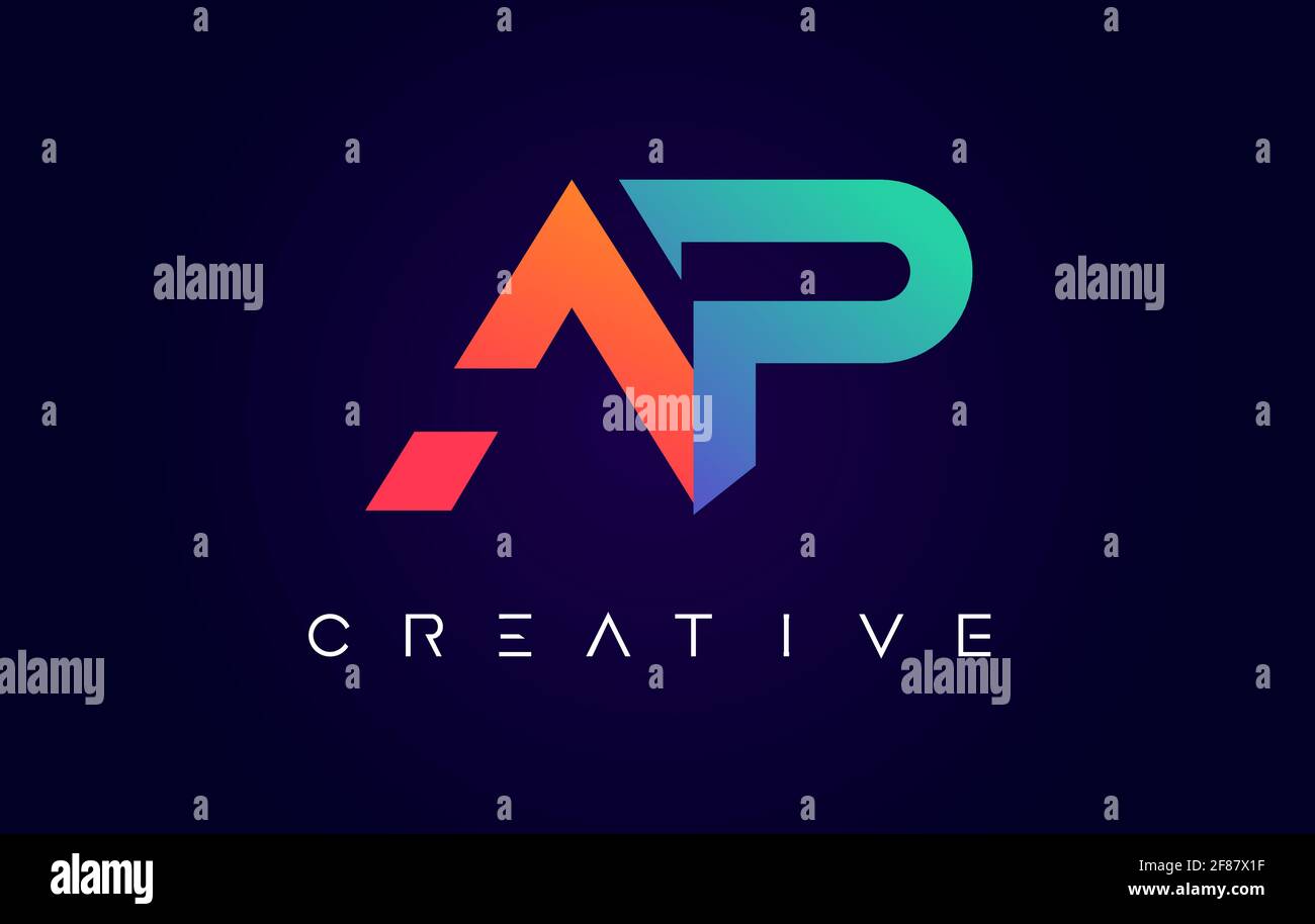 AP Logo Letter Design with Modern Creative Concept and Orange Blue ...