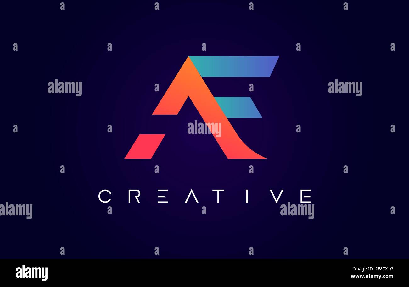 AF Logo Letter Design with Modern Creative Concept and Orange Blue ...