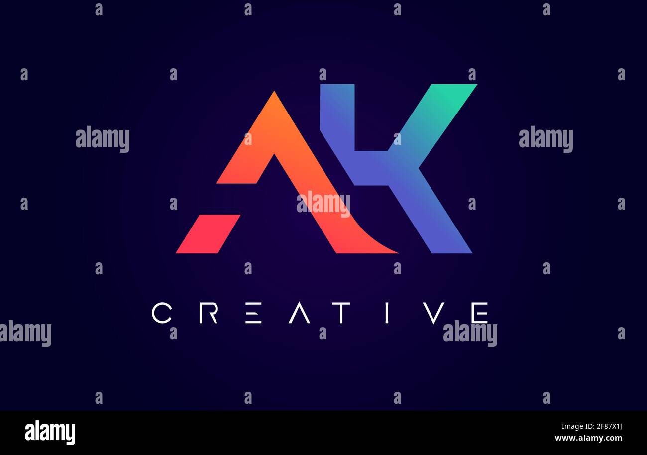 AK Logo Letter Design with Modern Creative Concept and Orange Blue ...