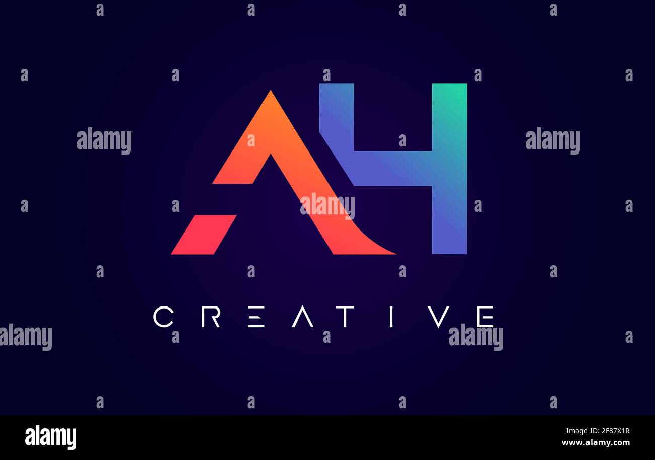 AH Logo Letter Design with Modern Creative Concept and Orange Blue ...