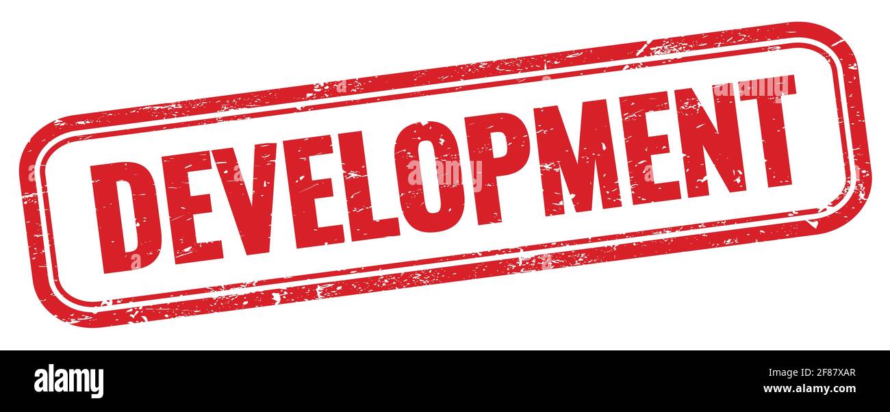 DEVELOPMENT text on red grungy rectangle stamp Stock Photo - Alamy